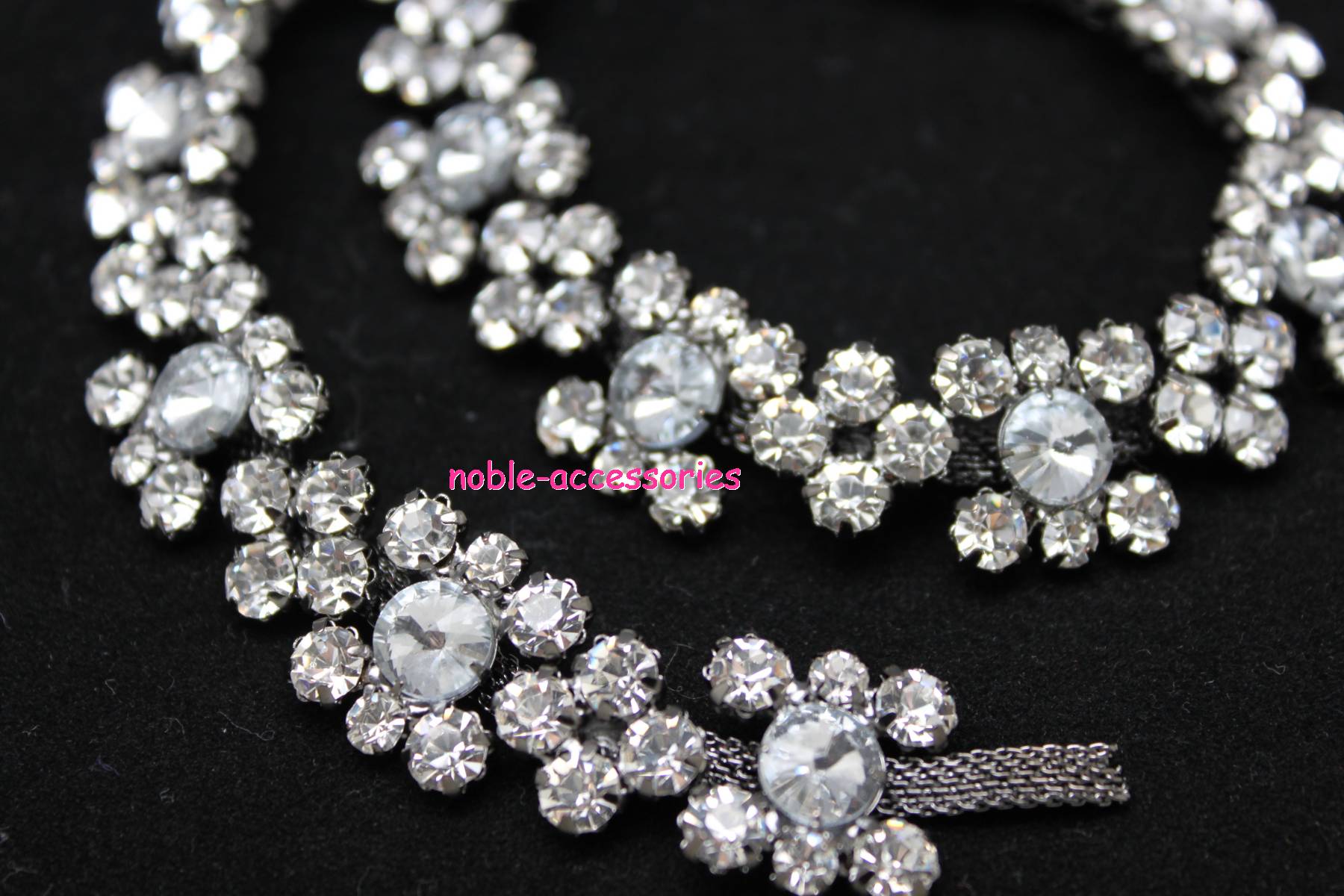 Fashion Bridal Costume Applique Diamante Rhinestone Crystal Silver ...